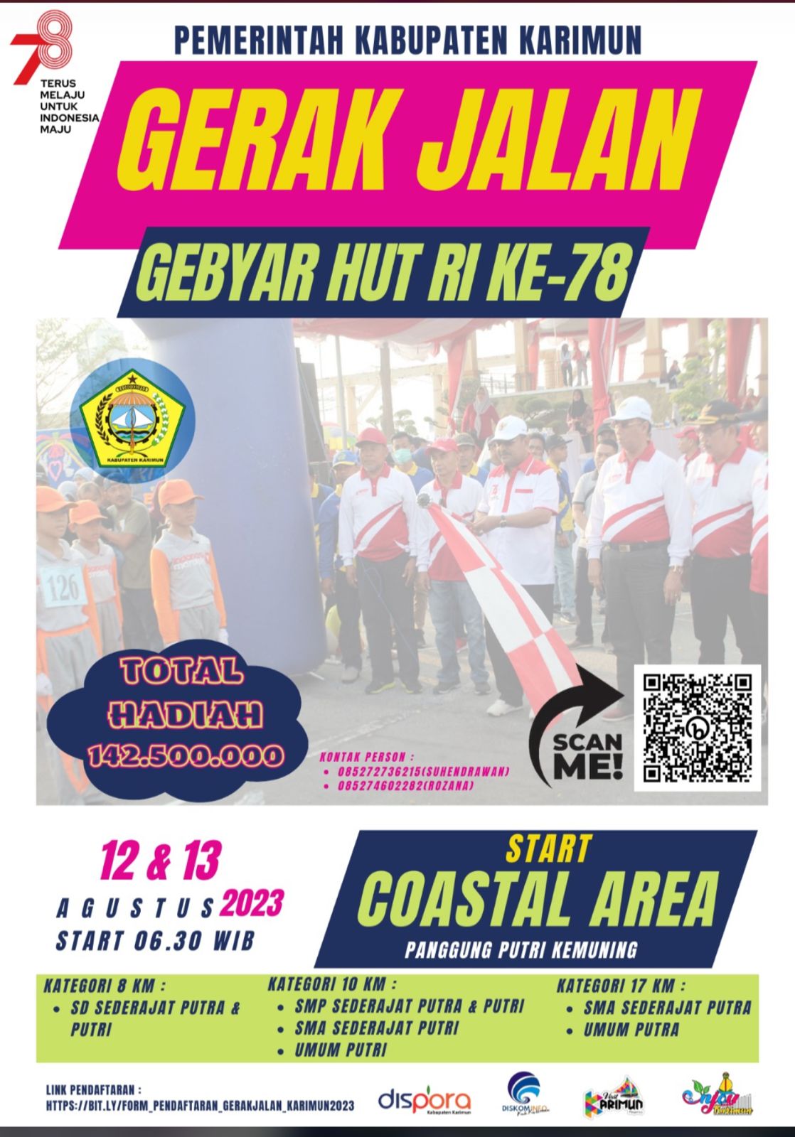 Gerak Jalan Gebyar HUT RI , Dispora Karimun Sediakan Hadiah Ratusan Juta Rupiah - Kabarkarimun.co.id